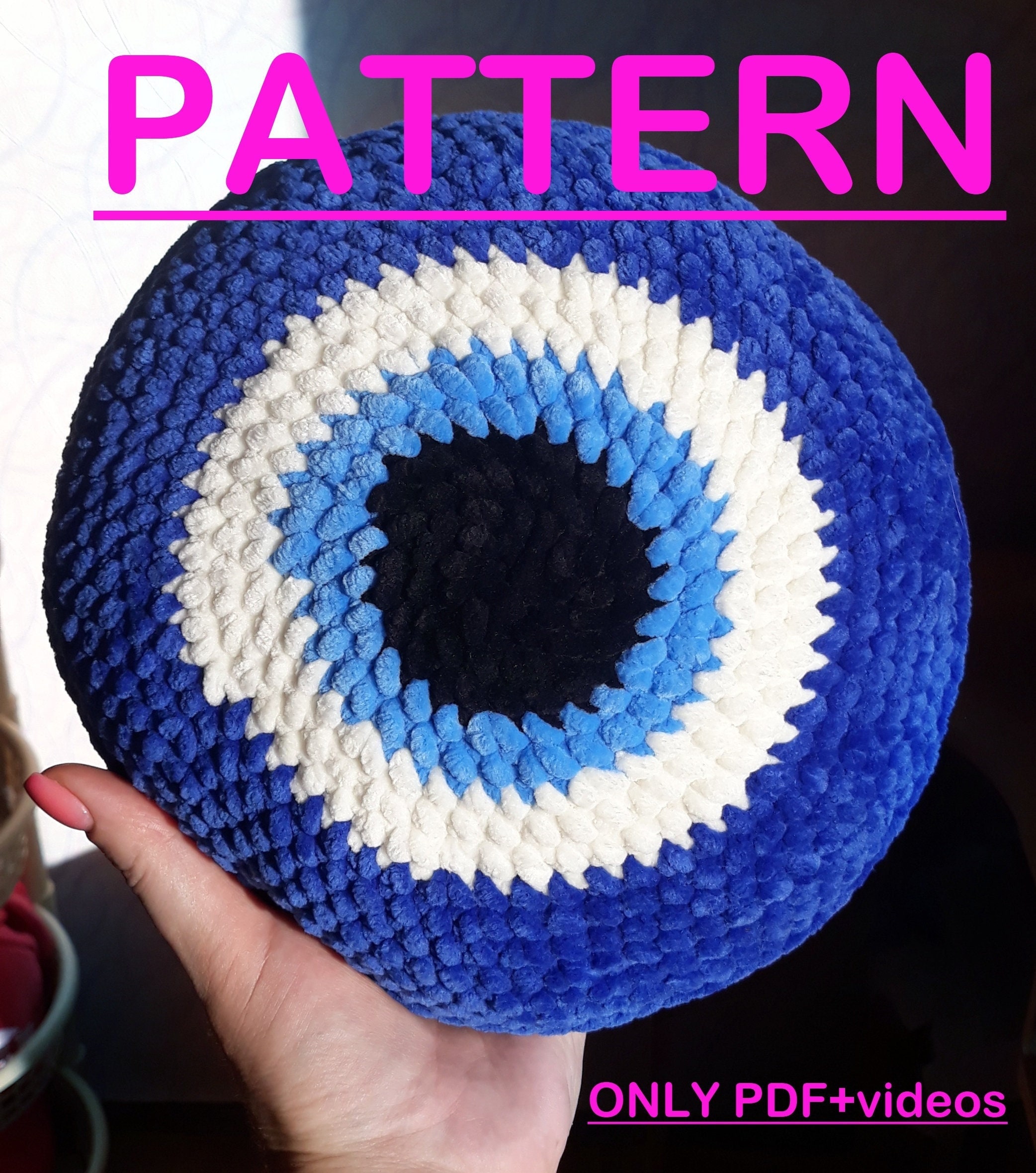 Crochet Pattern Plush Soft Evil Eye Pillow Little Pillow - Etsy