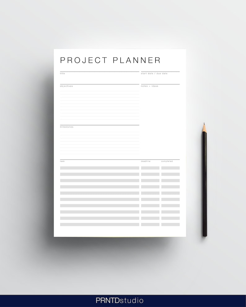 PROJECT PLANNER Template: Minimalist Project Planner One Page Fillable ...