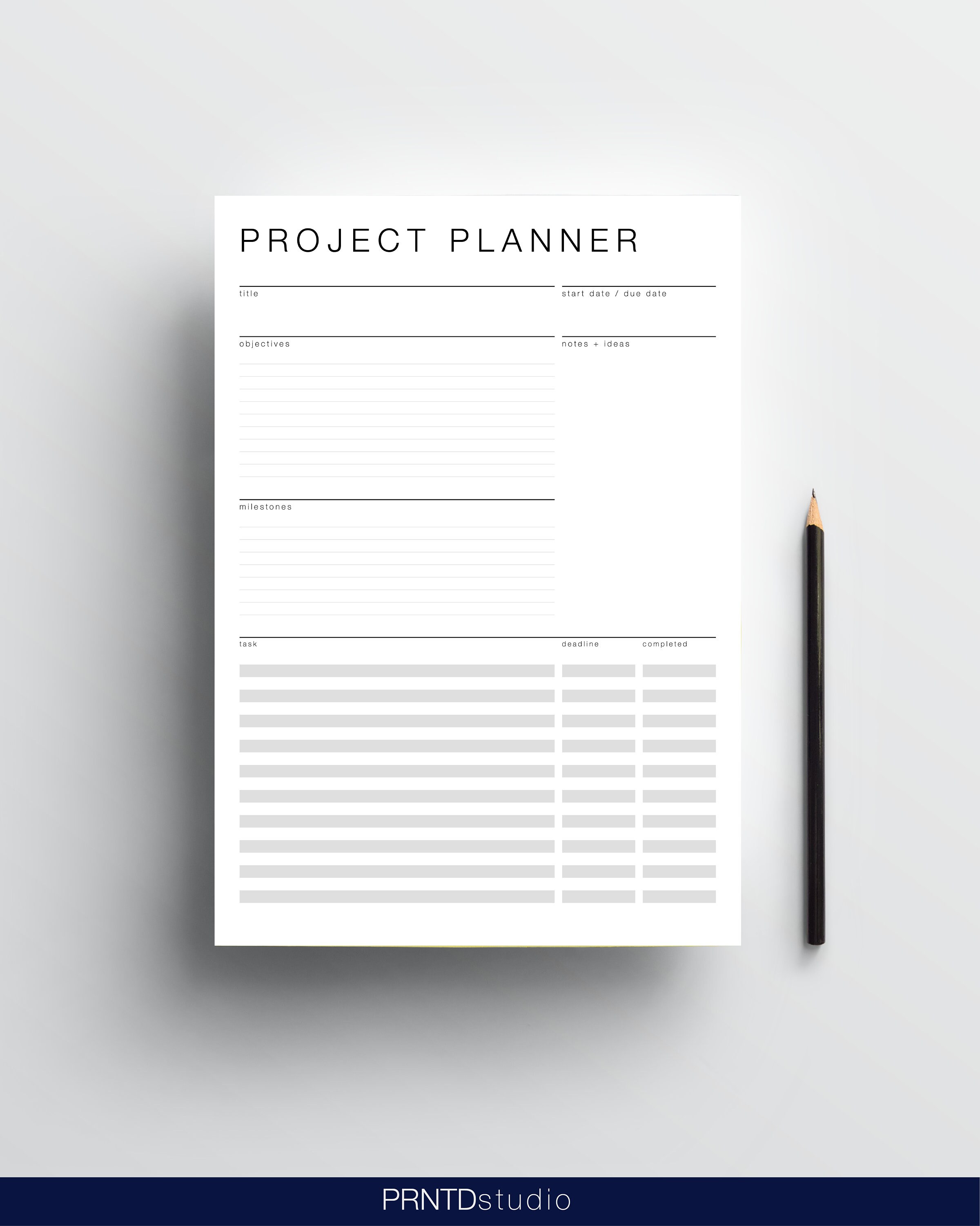 PROJECT PLANNER Template: Minimalist Project Planner One Page Fillable ...