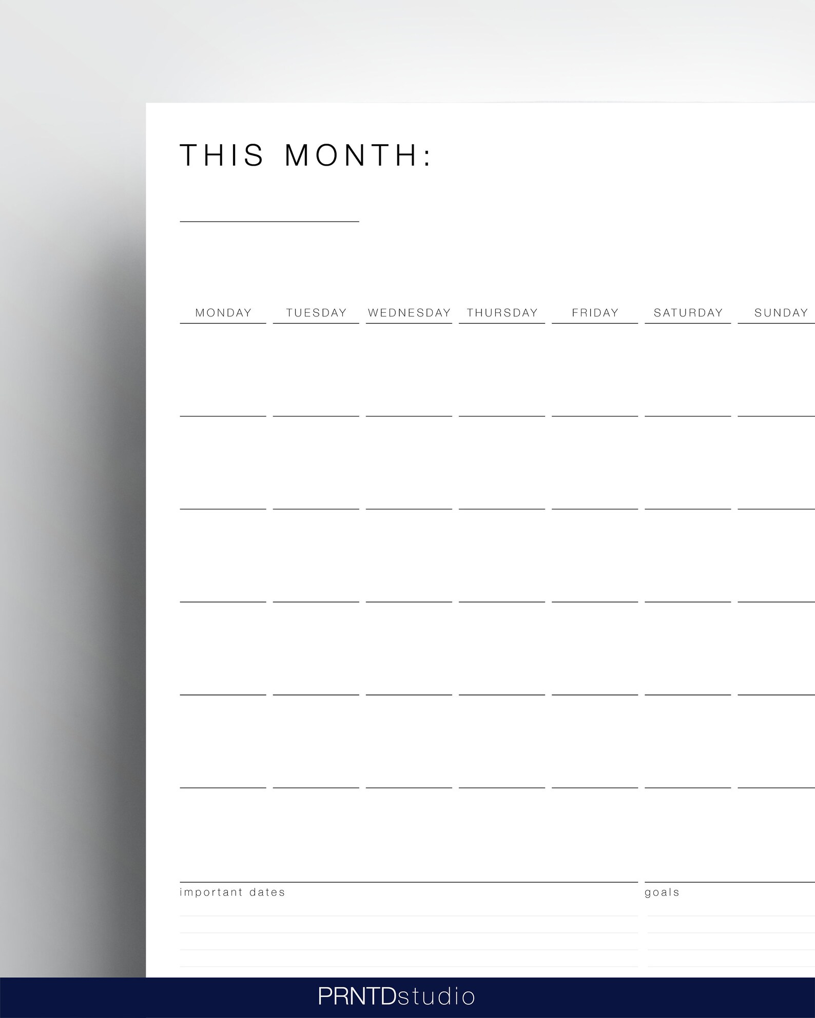 MONTHLY PLANNER Template: Minimalist Monthyl Planner One - Etsy