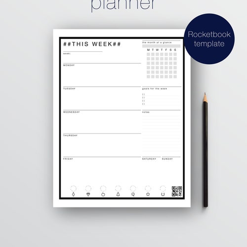Weekly Template Rocketbook Gray Scale - Etsy