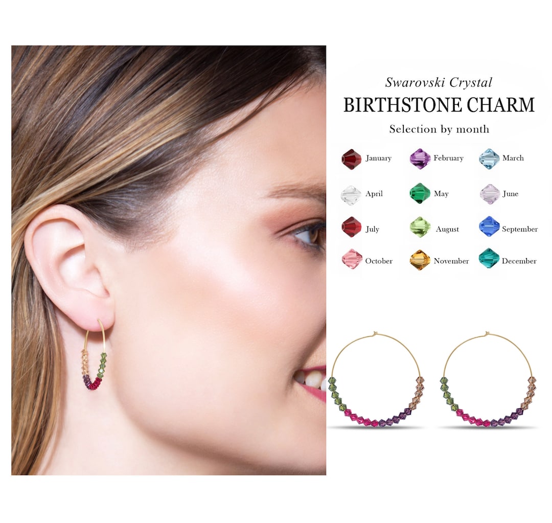 Birthstones Hoop Earring Gold Filled / Sterling Silver Hoop Perfect ...