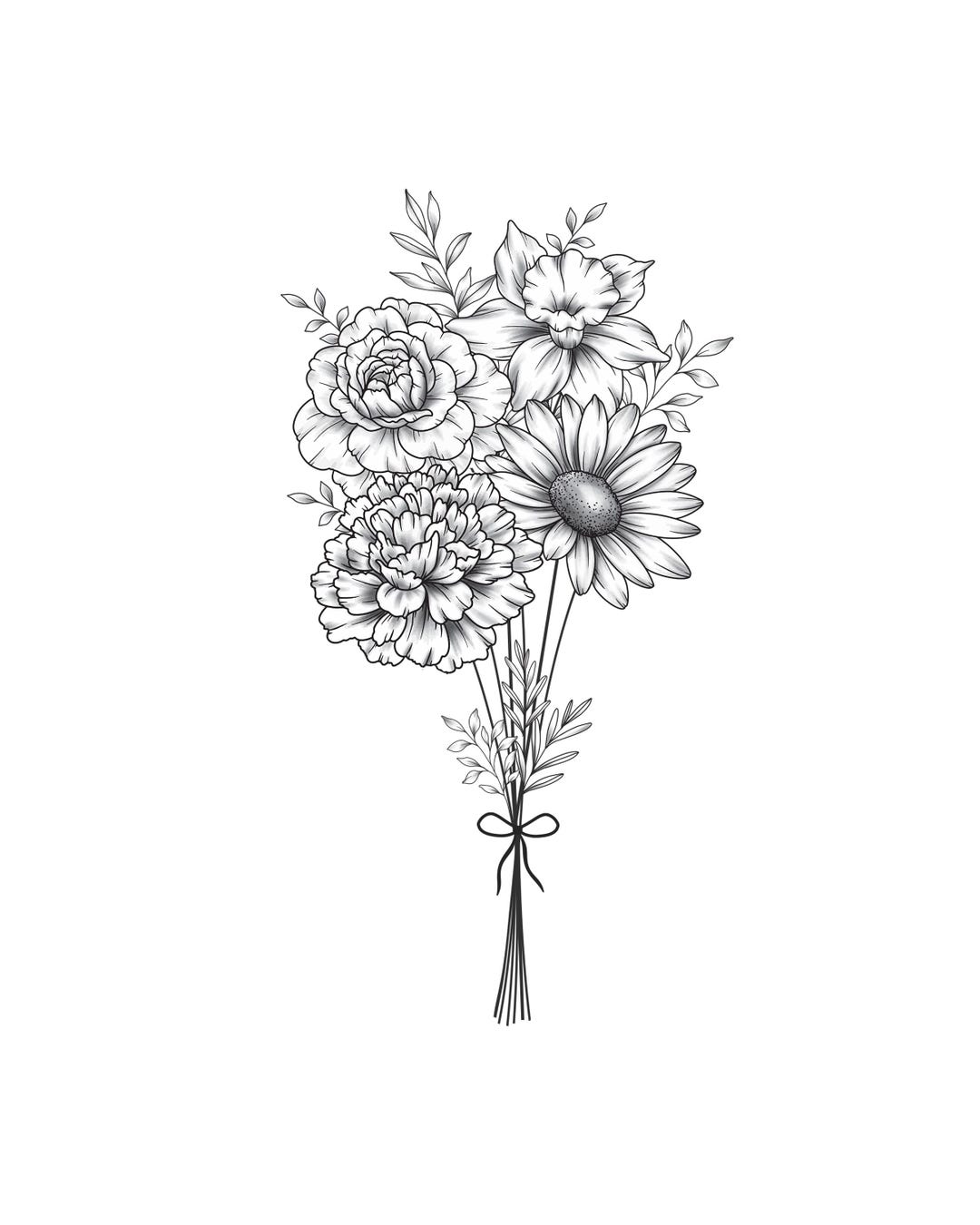 Personalized Birth Month Flowers Cusstom Birth Flower Bouquet Family ...