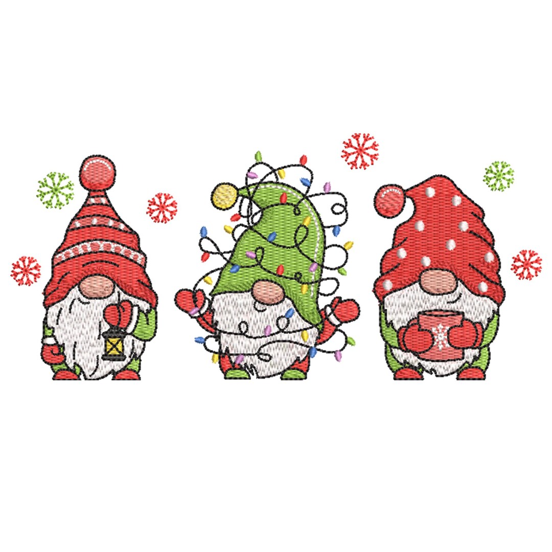 Christmas Gnome Embroidery Designs, Winter Gnome Embroidery Design ...