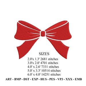 Bow Embroidery Design Set of 3, Cute Bow Machine Embroidery Design ...