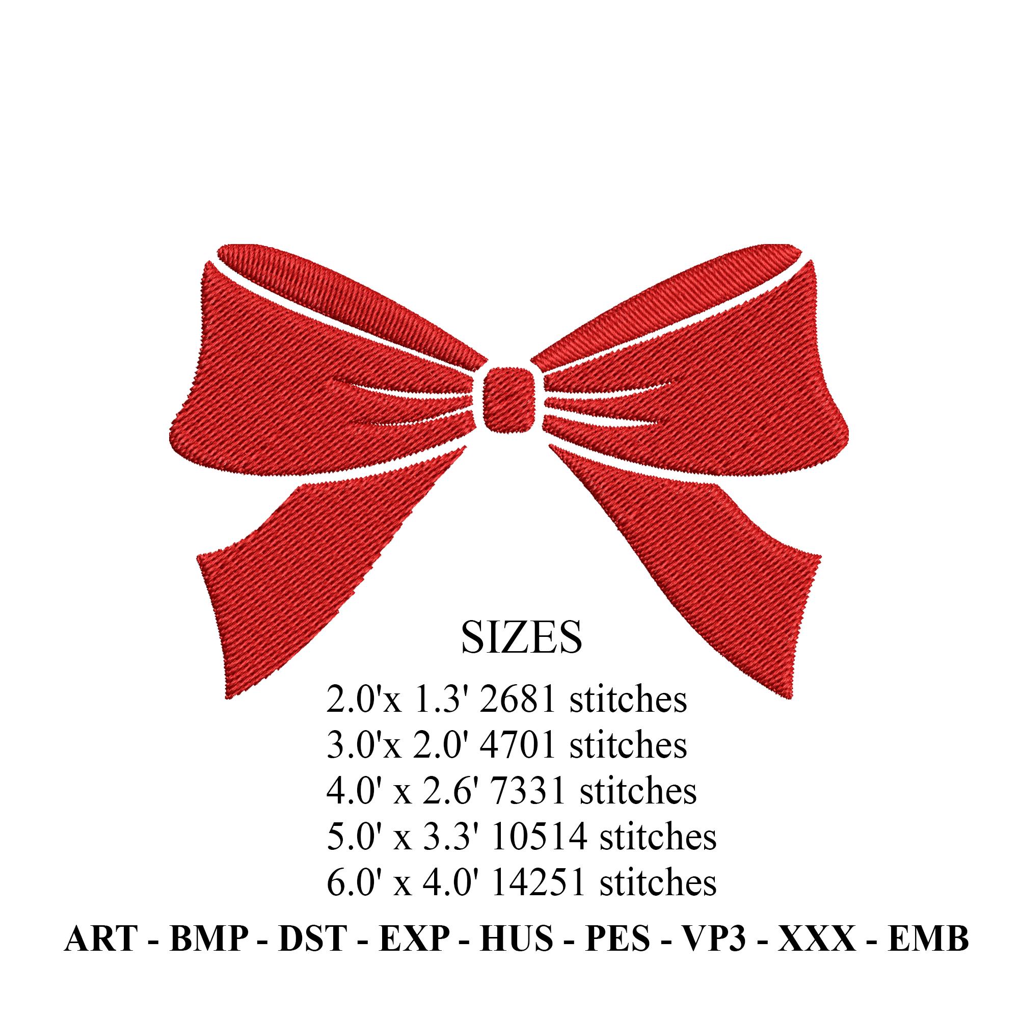 Bow Embroidery Design Set of 3, Cute Bow Machine Embroidery Design ...