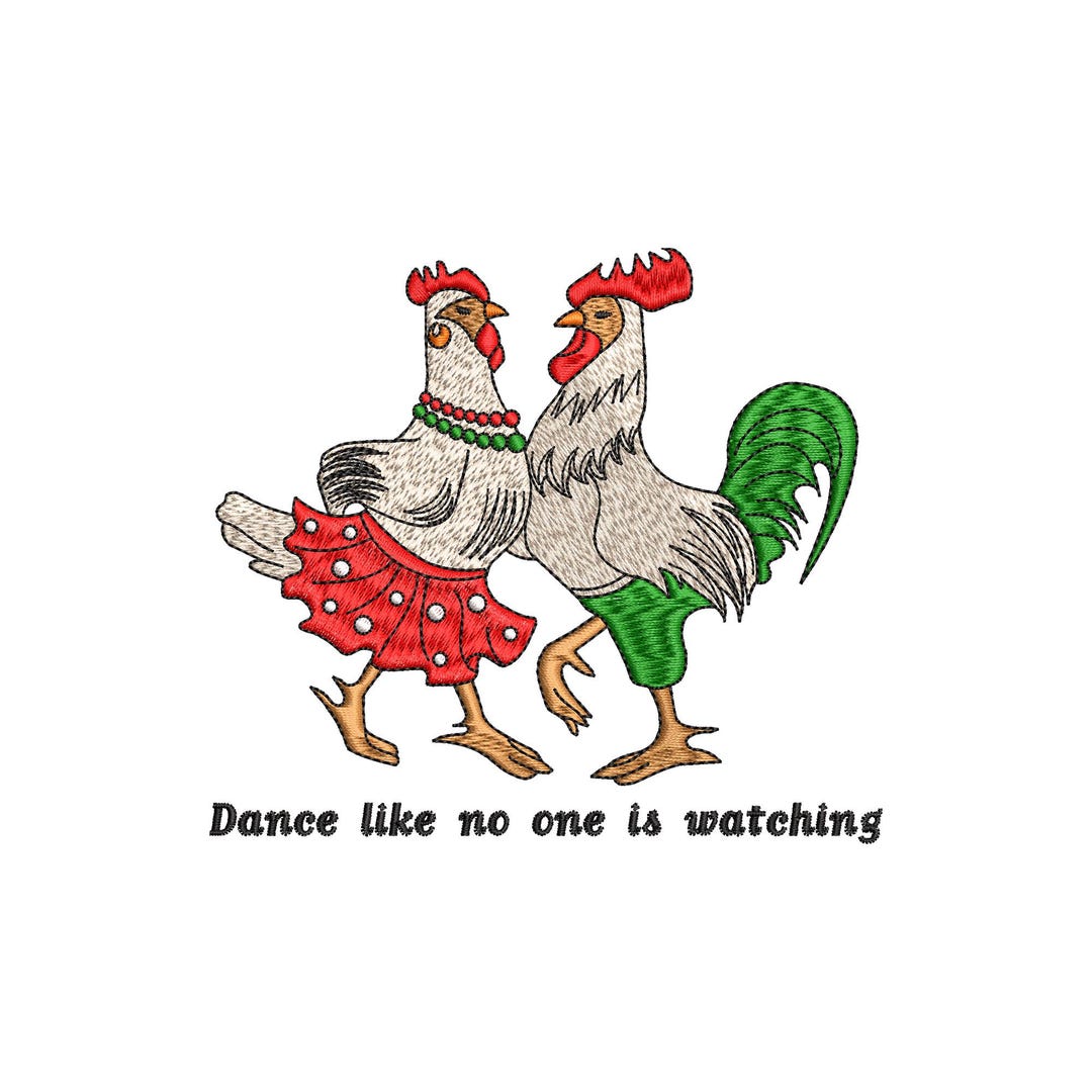 Christmas Chicken Embroidery Design, Funny Chickens Dancing Embroidery ...