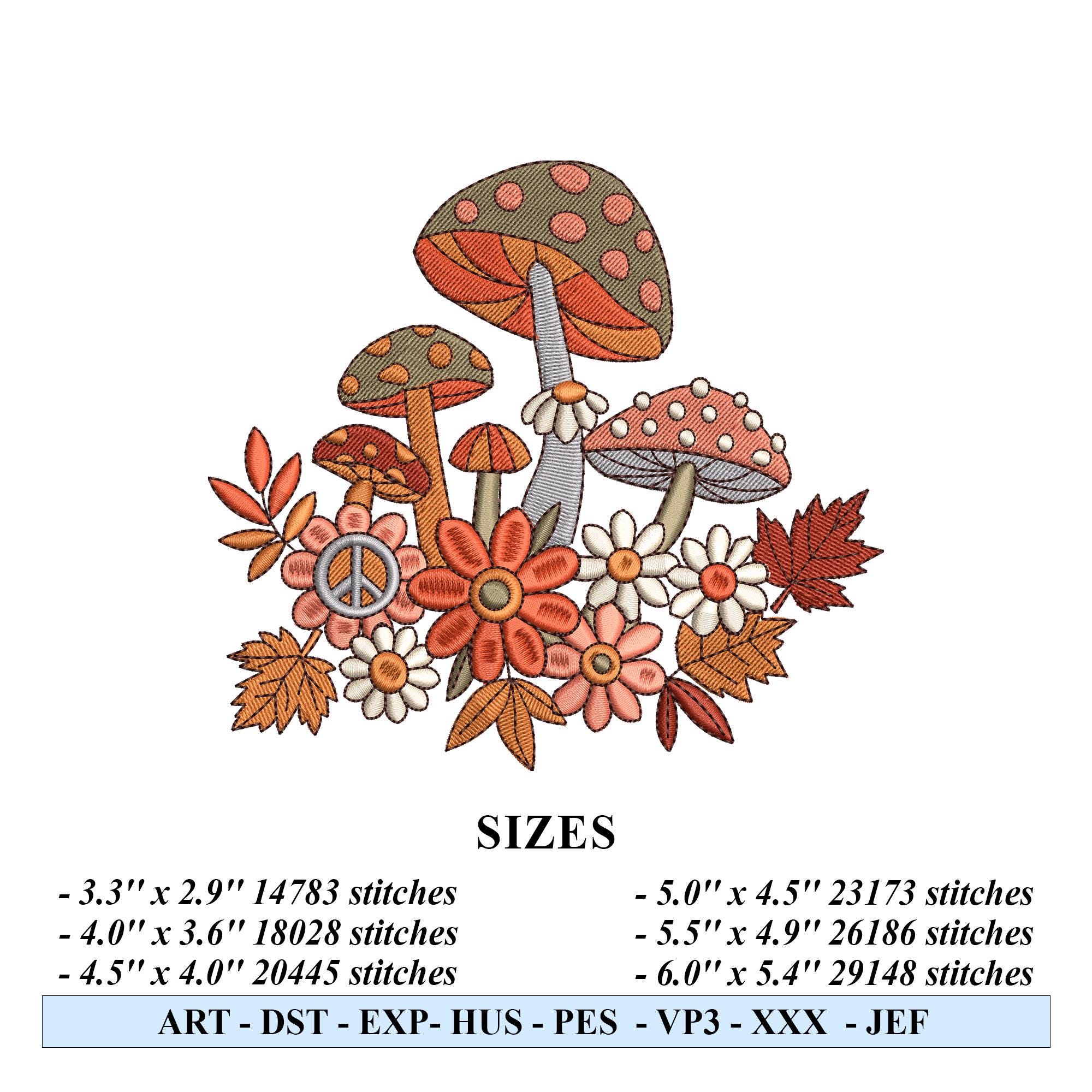 Fall Mushroom Embroidery Design Retro Floral Boho Autumn Embroidery ...