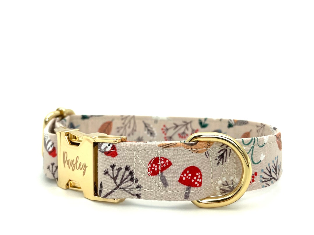 Mushroom Dog Collar, Cat Collar Personalized Dog Collar Floral Multi ...