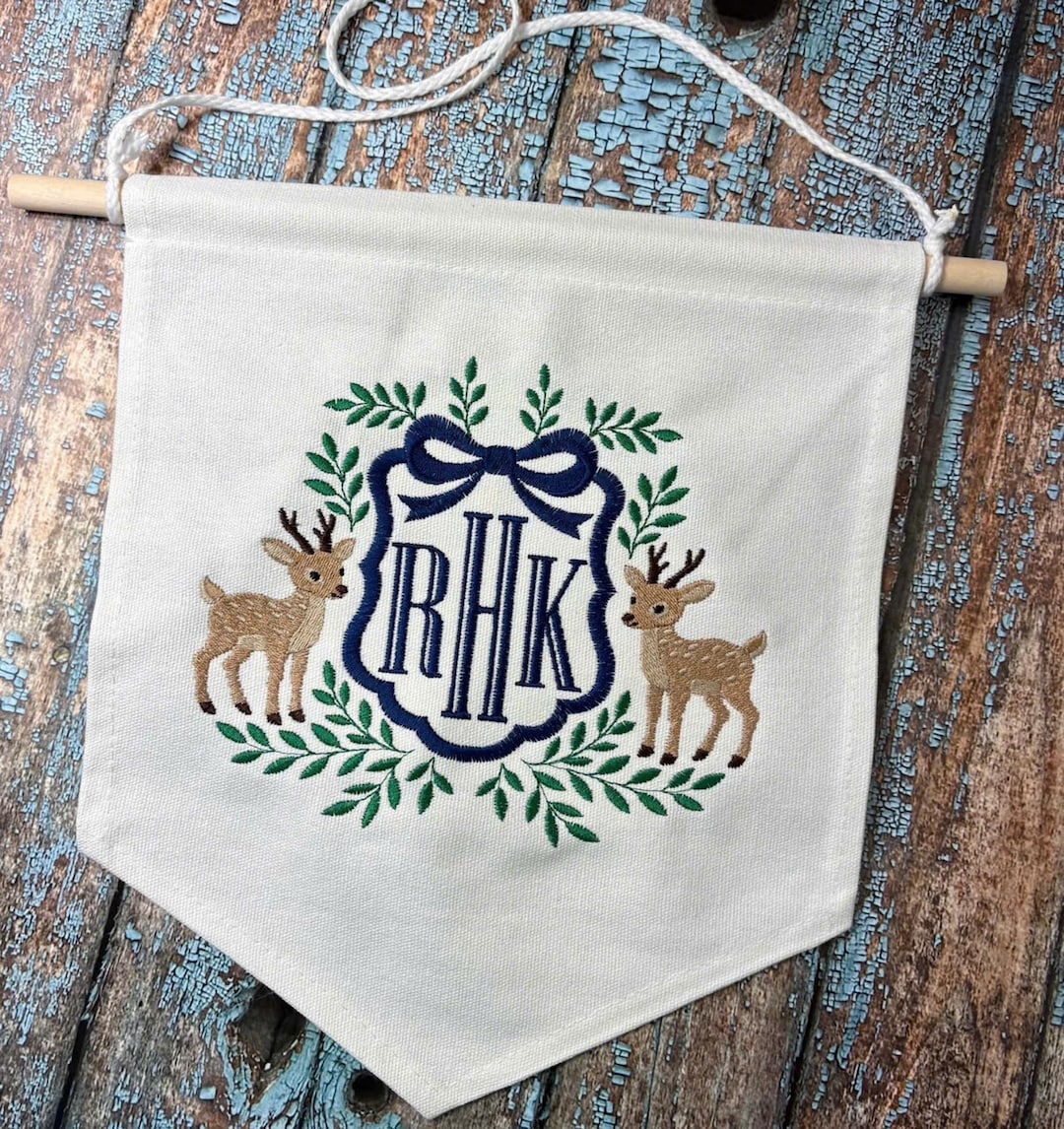 Deer Crest Frame Embroidery Design Newborn Banner Crest Frame ...