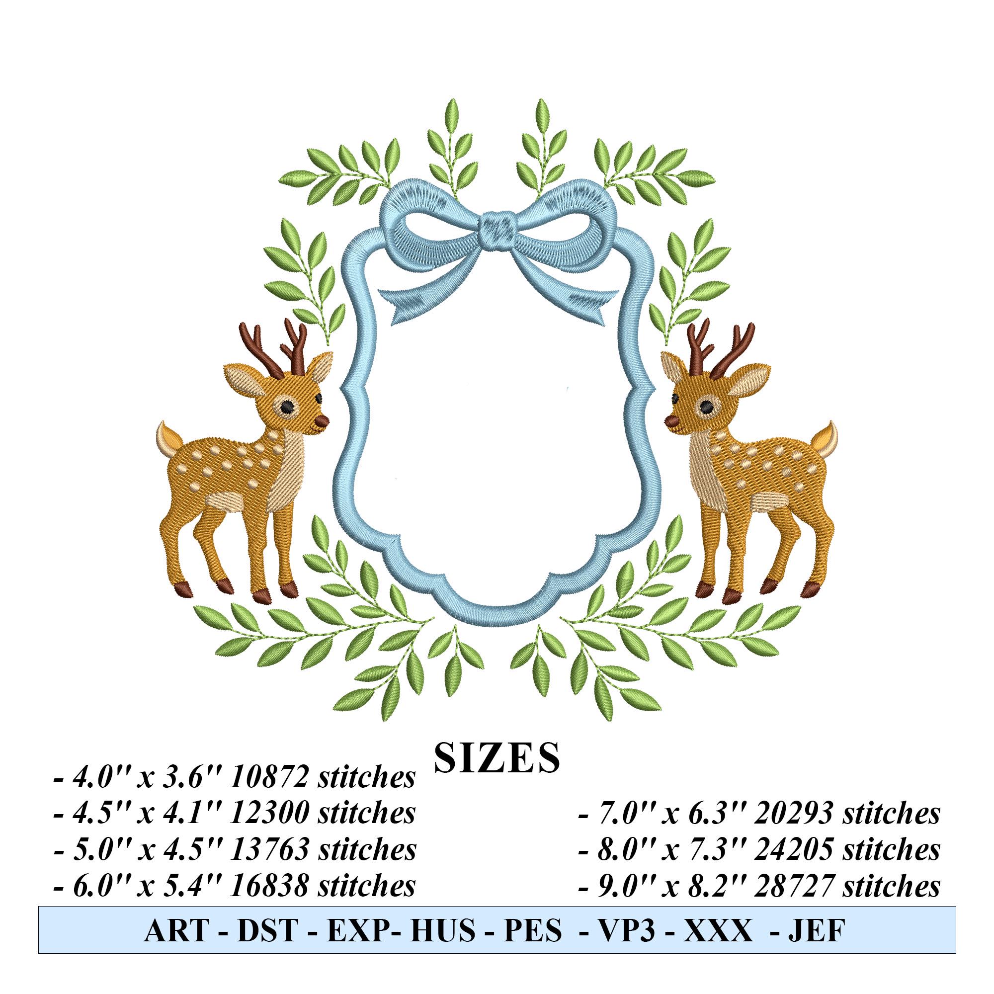 Deer Crest Frame Embroidery Design Newborn Banner Crest Frame ...