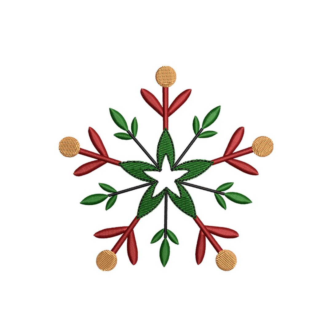 Mistletoe Snowflake Embroidery Design: Christmas Winter File (digital ...
