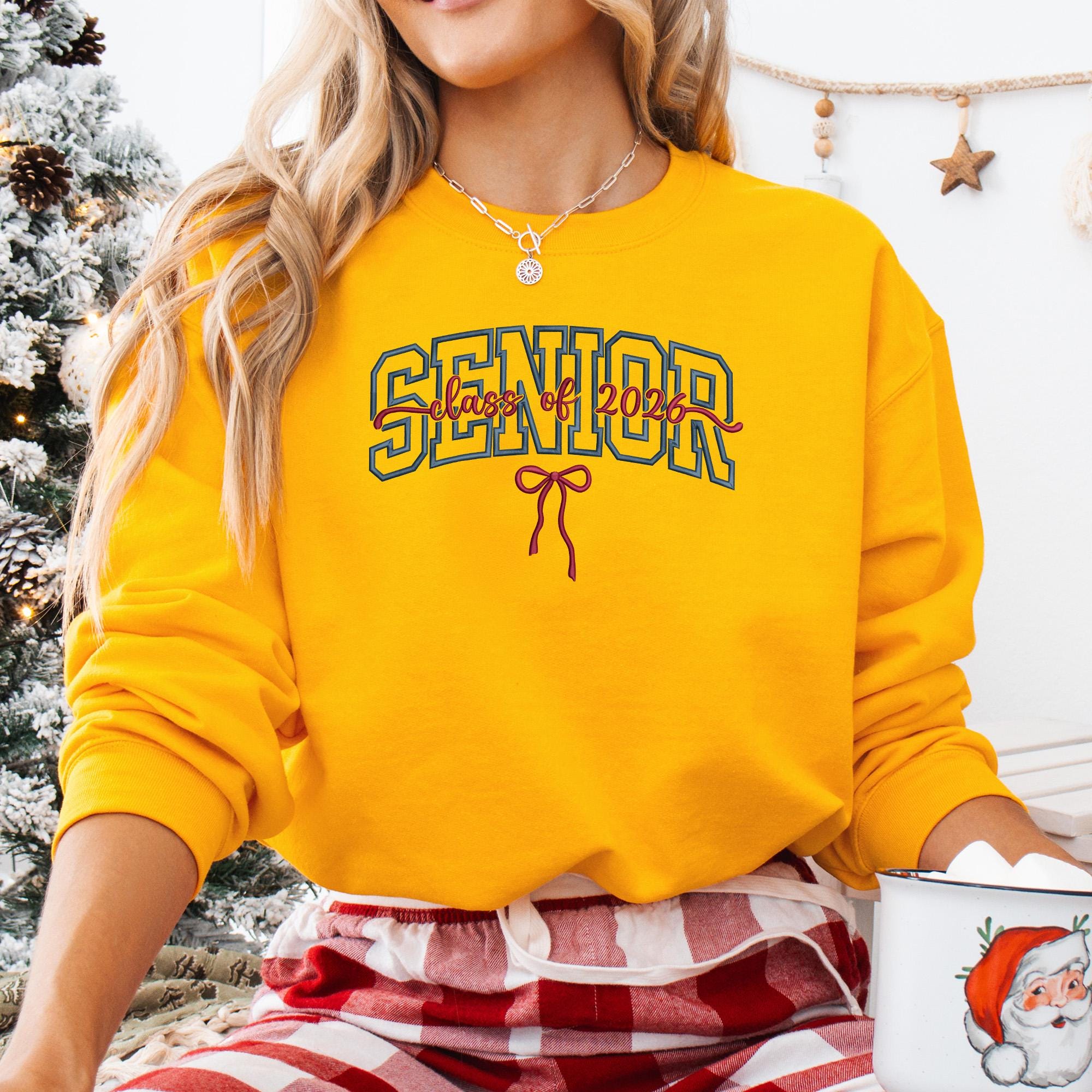 Custom Embroidered Senior Hoodie, Coquette Bow, Senior Team Shirt ...