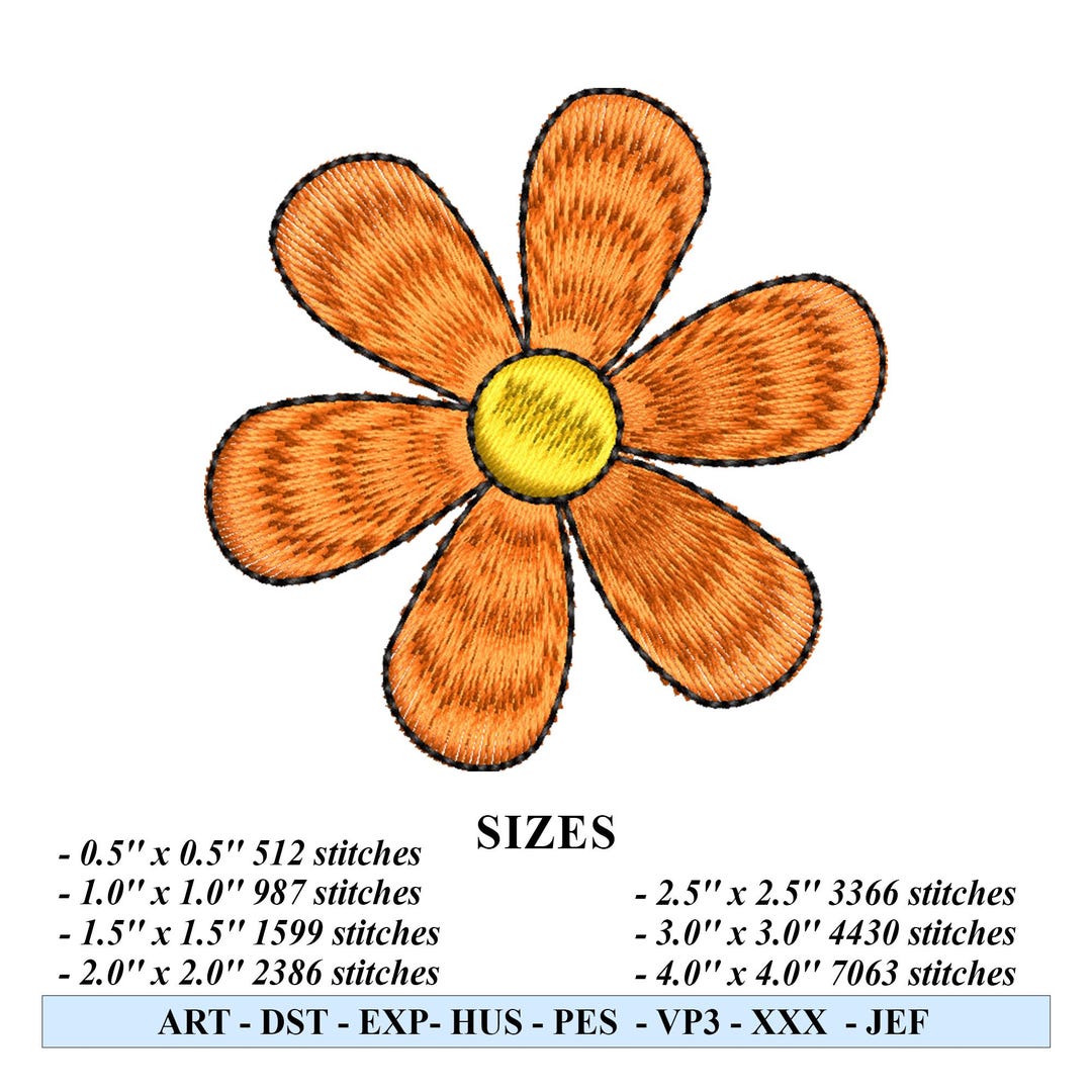 Mini Orange Flower Embroidery Design, Small Daisy Machine Embroidery ...