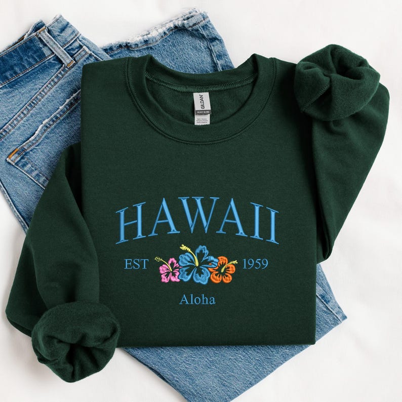 Embroidered Hawaii Aloha State Sweatshirt, Aloha Hawaii Unisex Tshirt ...