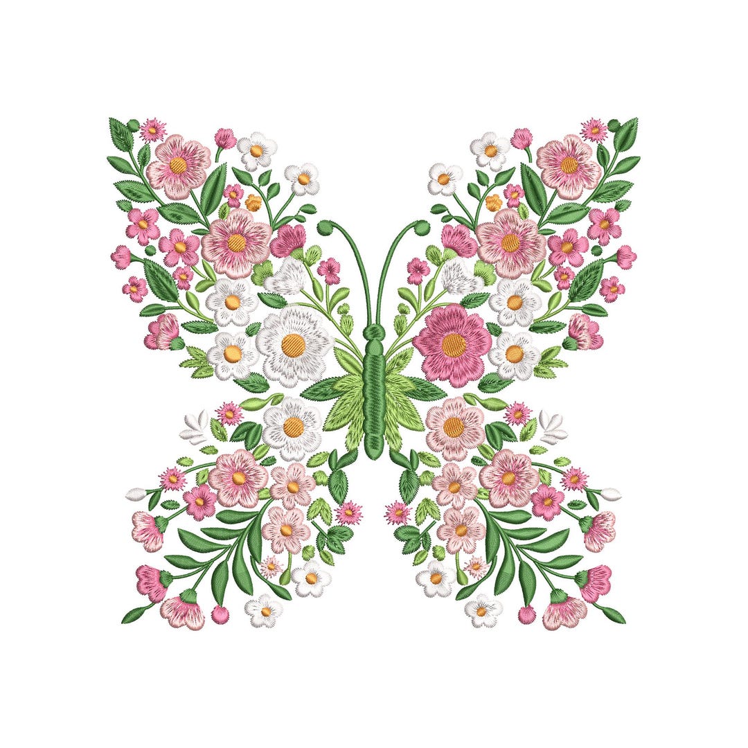 Floral Butterfly Machine Embroidery Design, Butterfly Embroidery File ...