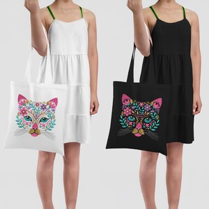 Floral Cat Machine Embroidery Design, Flower Embroidery Machine File ...