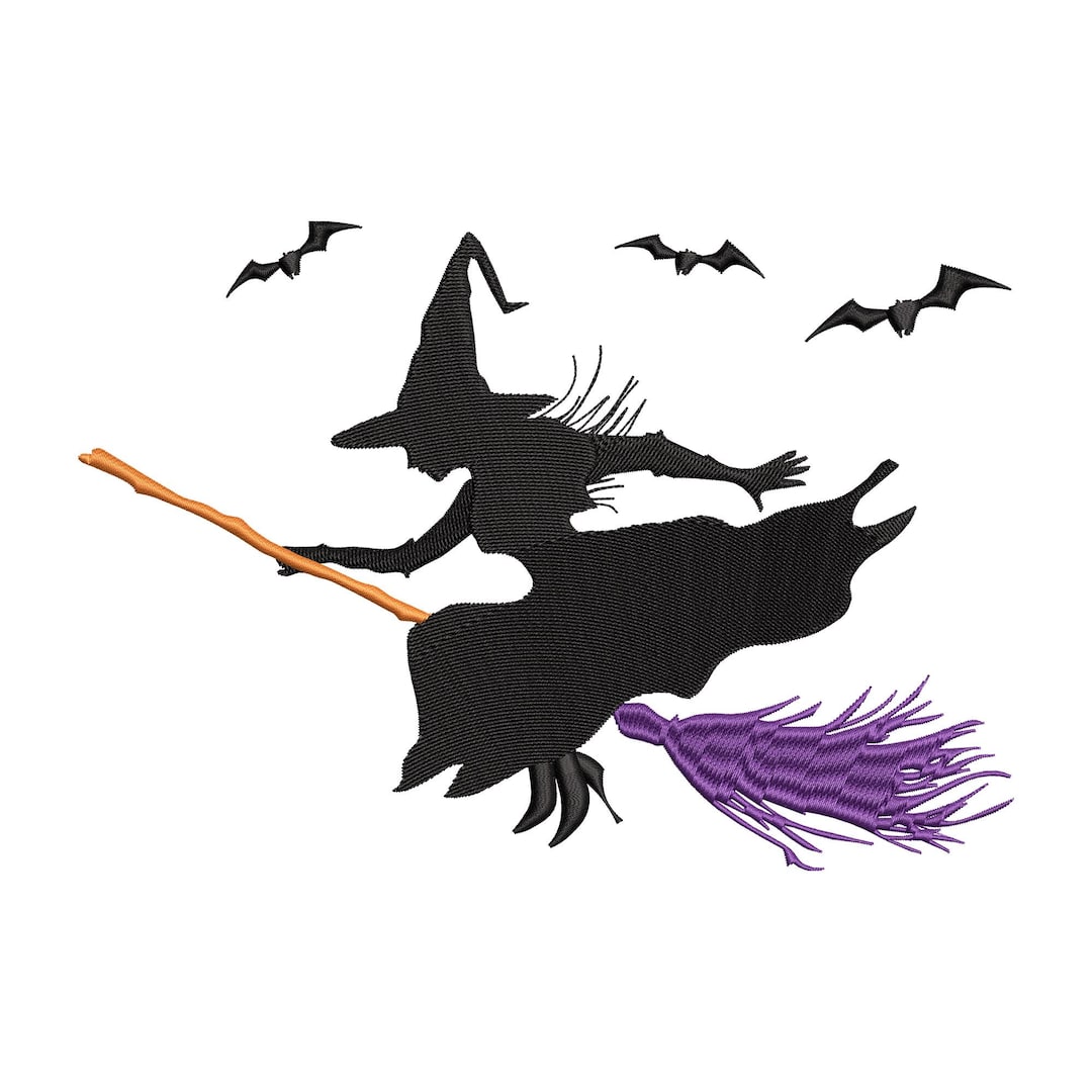Halloween Witch Embroidery Design, Witchy Embroidery File, Trendy ...