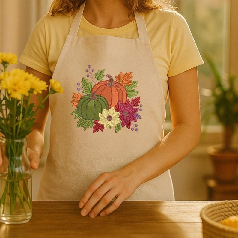 Fall Pumpkin Embroidery Design, Autumn Floral Harvest Stitch ...