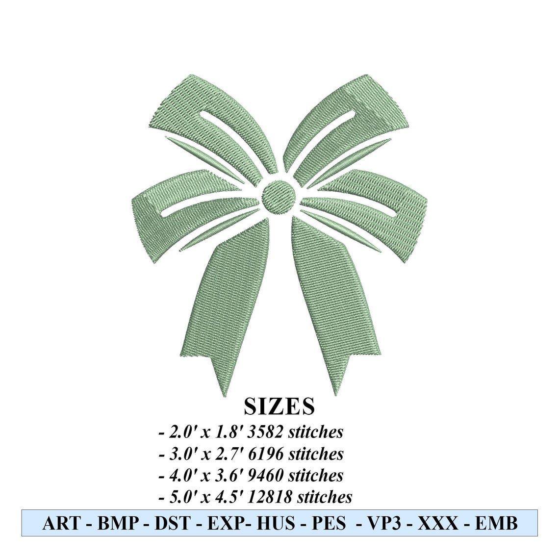 Bow Machine Embroidery Design, Coquette Embroidery Design, File in PES ...