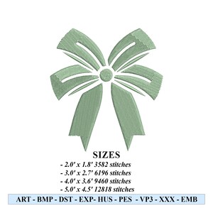 Bow Machine Embroidery Design, Coquette Embroidery Design, File in PES ...