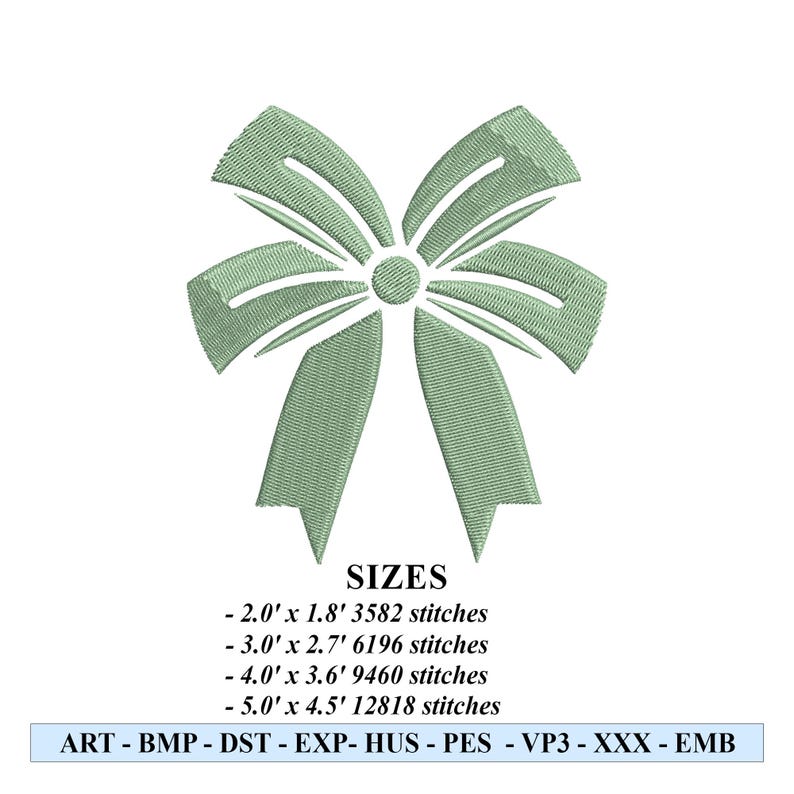 Bow Embroidery Design Set of 3, Cute Bow Machine Embroidery Design ...