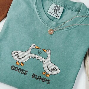 Custom Goose Tshirt Embroidered Goose Embroidered T-shirt Funny Shirt ...