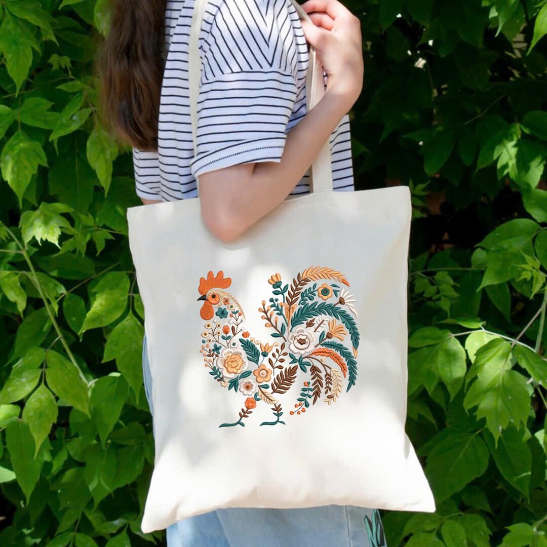 Floral Rooster Embroidery Design, Rooster Embroidery Pattern, Rustic ...