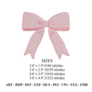 Bow Machine Embroidery Design, Coquette Embroidery Design, File in PES ...