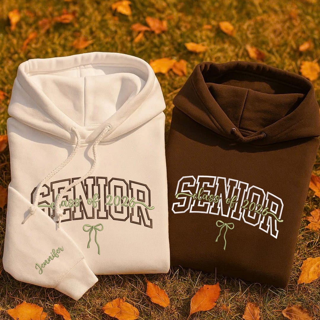 Custom Embroidered Senior Hoodie, Coquette Bow, Senior Team Shirt ...