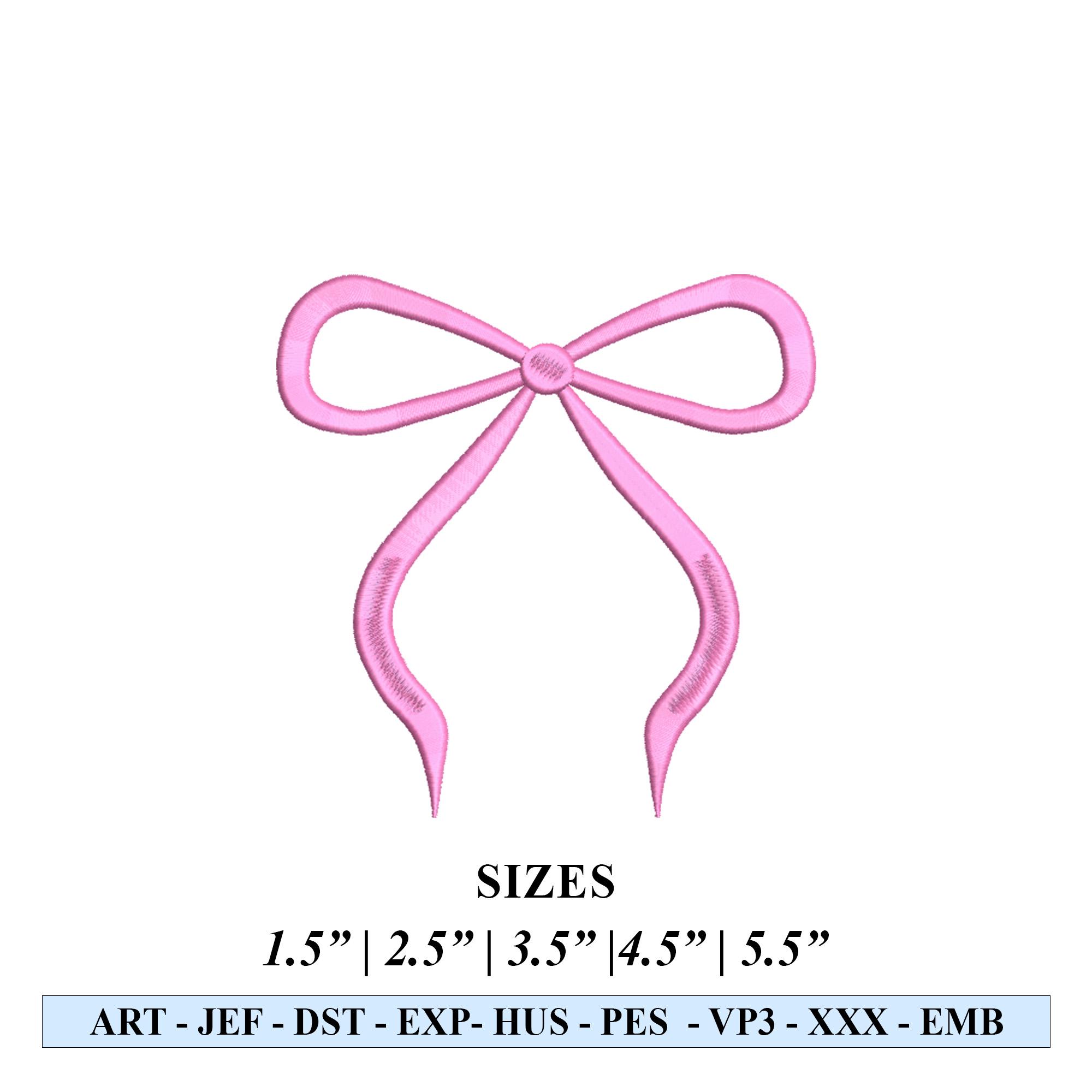 Mini Bow Machine Embroidery Design, Bow Embroidery File in PES, DST ...