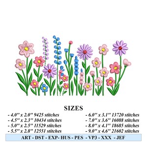 Wildflowers Machine Embroidery Design, Floral Embroidery File, Summer ...