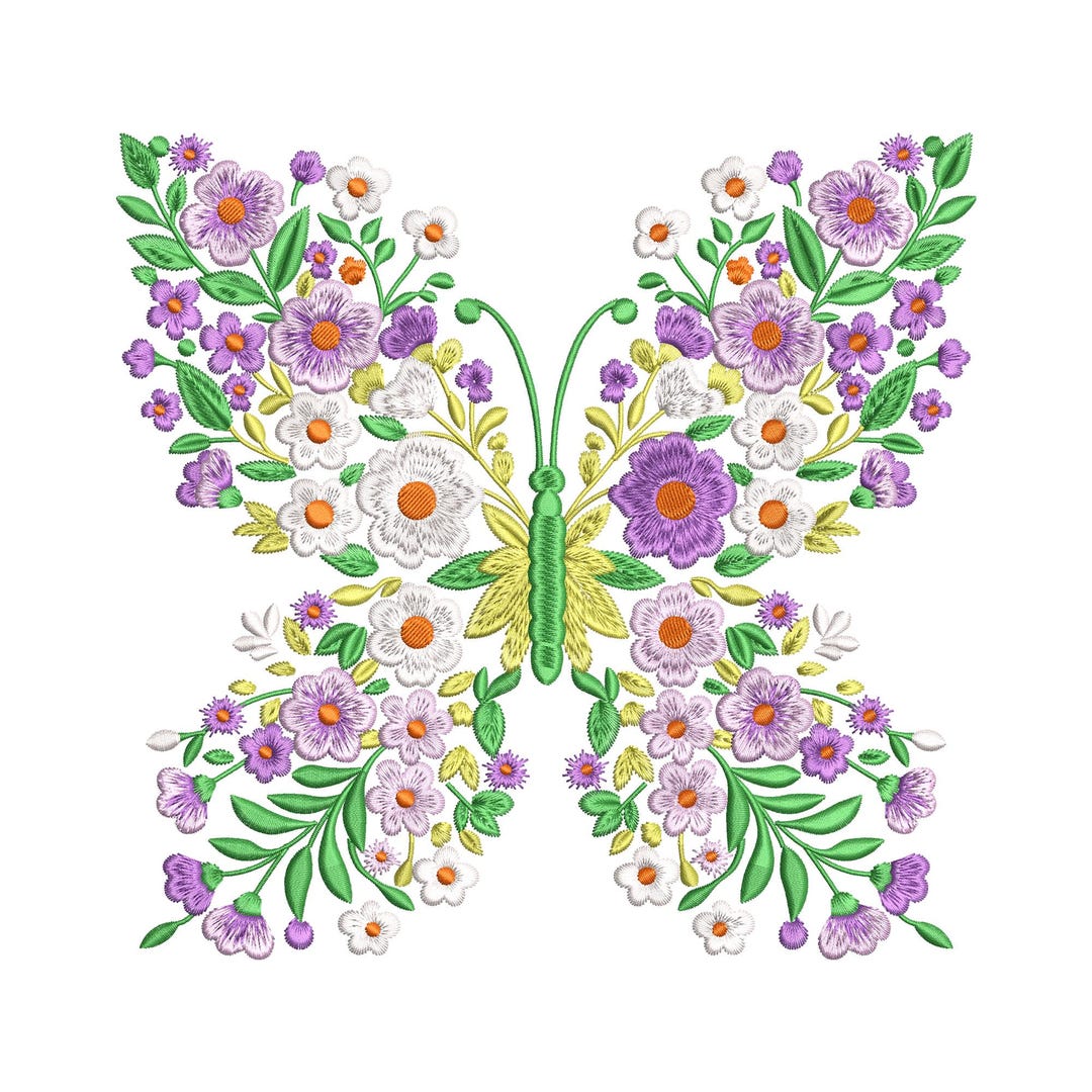 Floral Butterfly Machine Embroidery Design, Butterfly Embroidery File ...