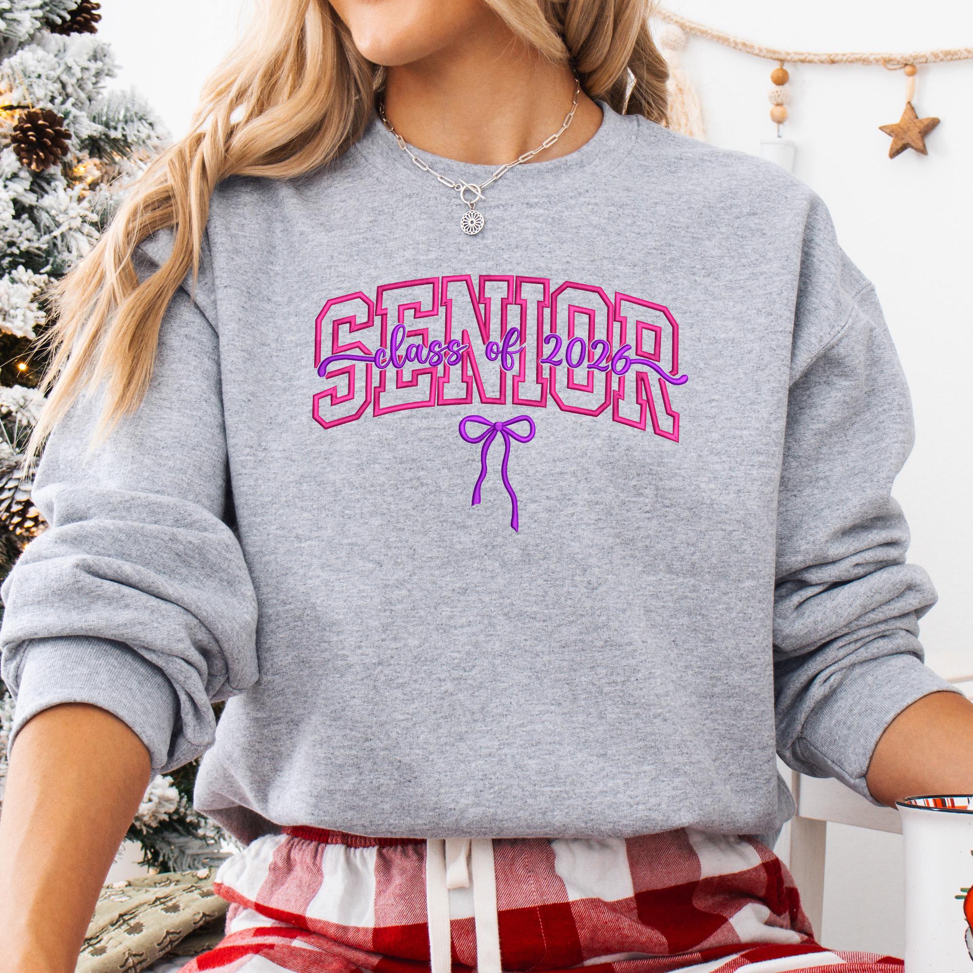 Custom Embroidered Senior Hoodie, Coquette Bow, Senior Team Shirt ...