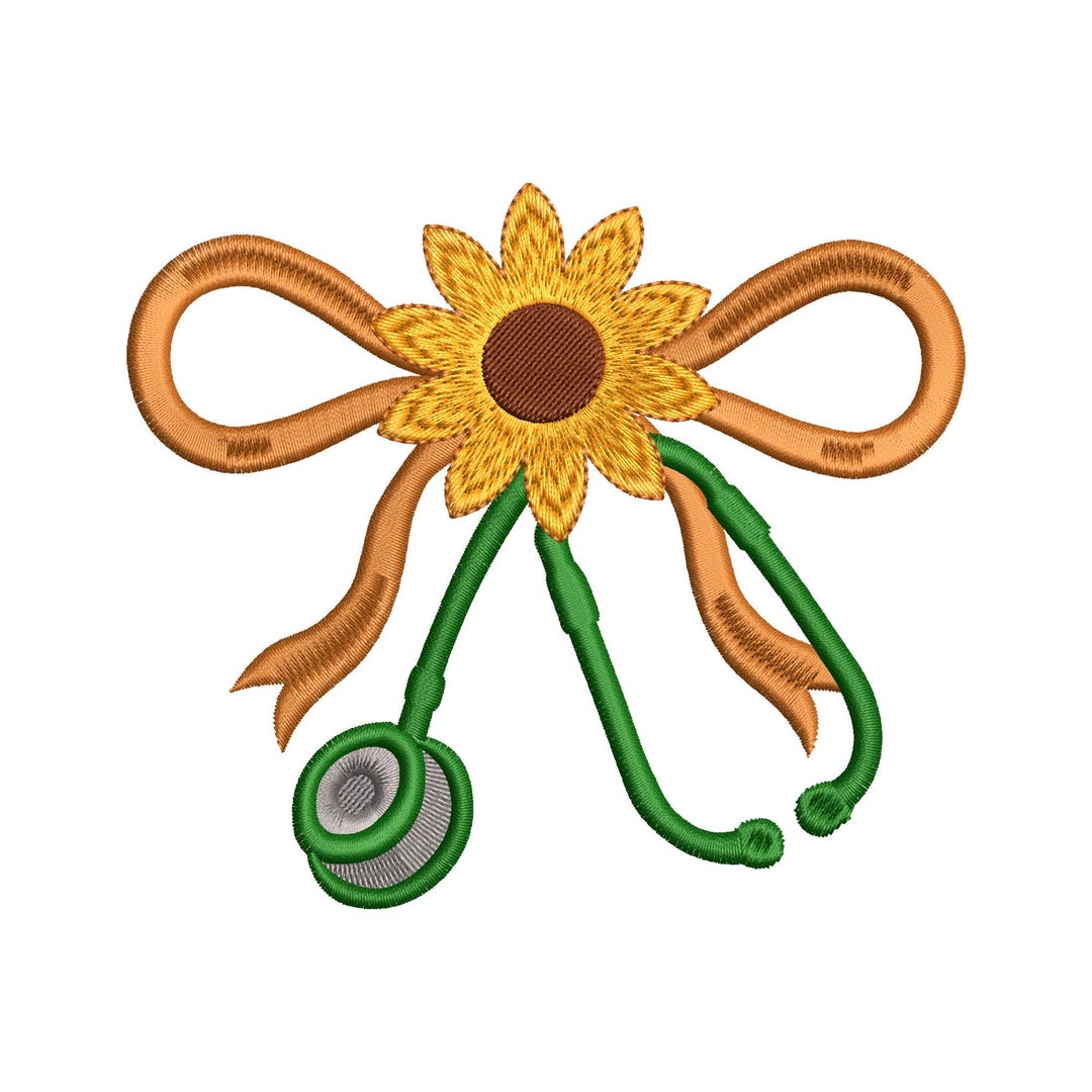 Sunflower Stethoscope Embroidery Design, Nurse Medical Bow Stitch, Fall ...