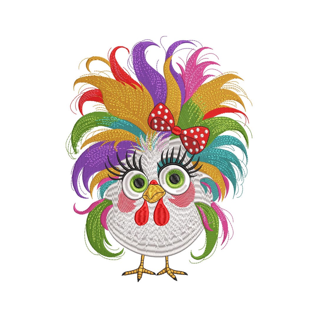 Funny Chicken Embroidery Design, Cute Chicken Machine Embroidery File ...