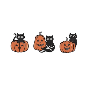 Halloween Cats Pumpkin Embroidery Design, Machine Embroidery Design, 7 ...