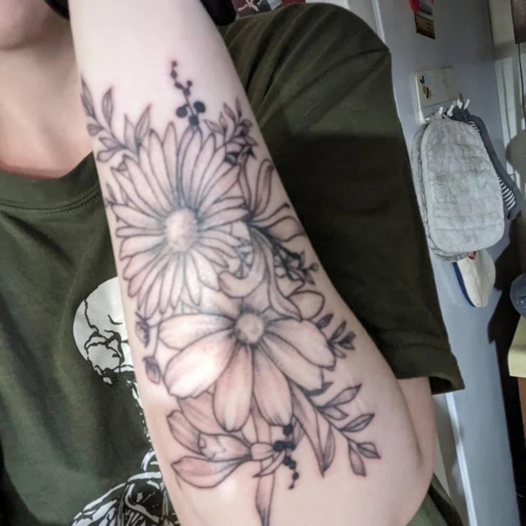 Custom Birth Flower Tattoo Birth Month Flower Tattoo Design Family ...