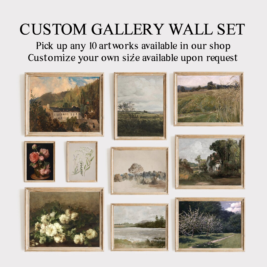 Custom Gallery Wall Art Set of 10, Printable Vintage Gallery Wall Art ...