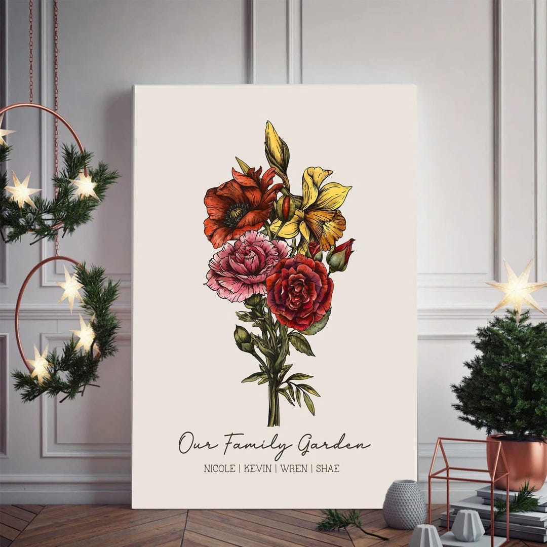 Custom Birth Flower Bouquet, Family Birth Month Tattoo Design, up to 15 ...