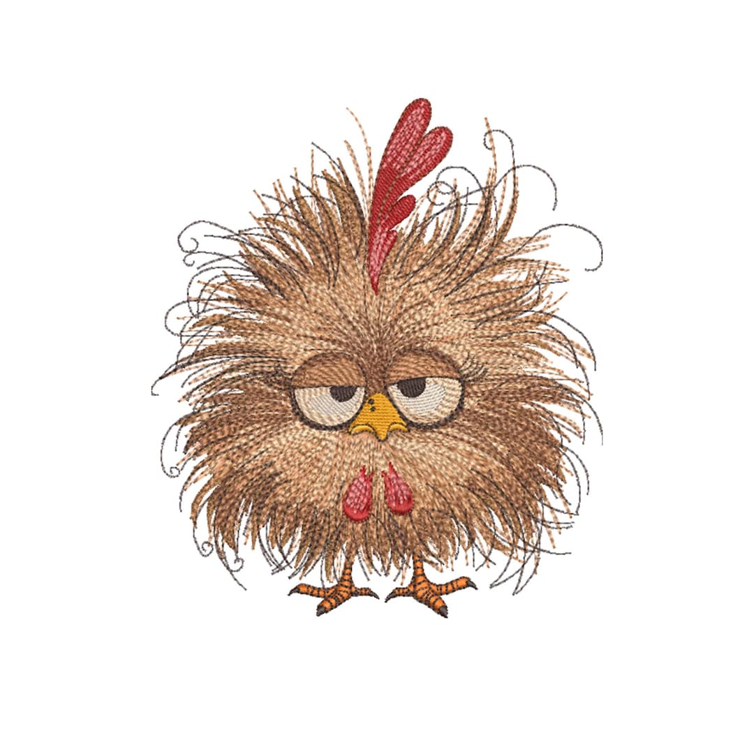 Funny Chicken Embroidery Design, Crazy Chicken Embroidered Files, 4 ...