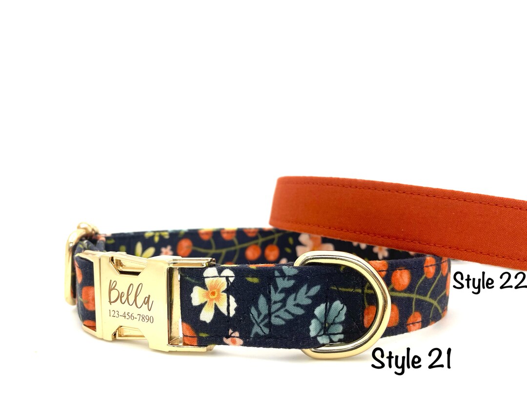 Fall Dog Collar Personalized Cat Collar With Name Dog Collar Floral ...