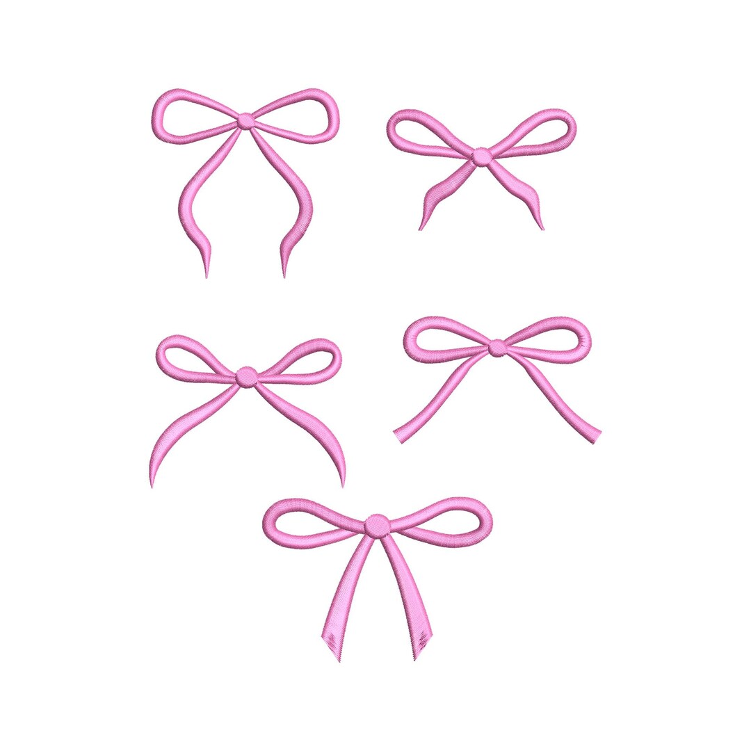 Mini Bow Embroidery Design Set of 5, Mini Bow Machine Embroidery Design ...
