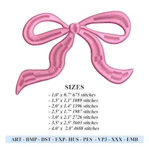 Mini Bow Embroidery Design, Mini Bow Machine Embroidery Design, Ribbon ...