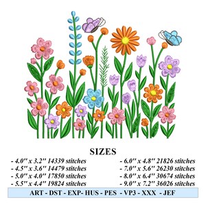Wildflowers Machine Embroidery Design, Floral Embroidery File, Summer ...