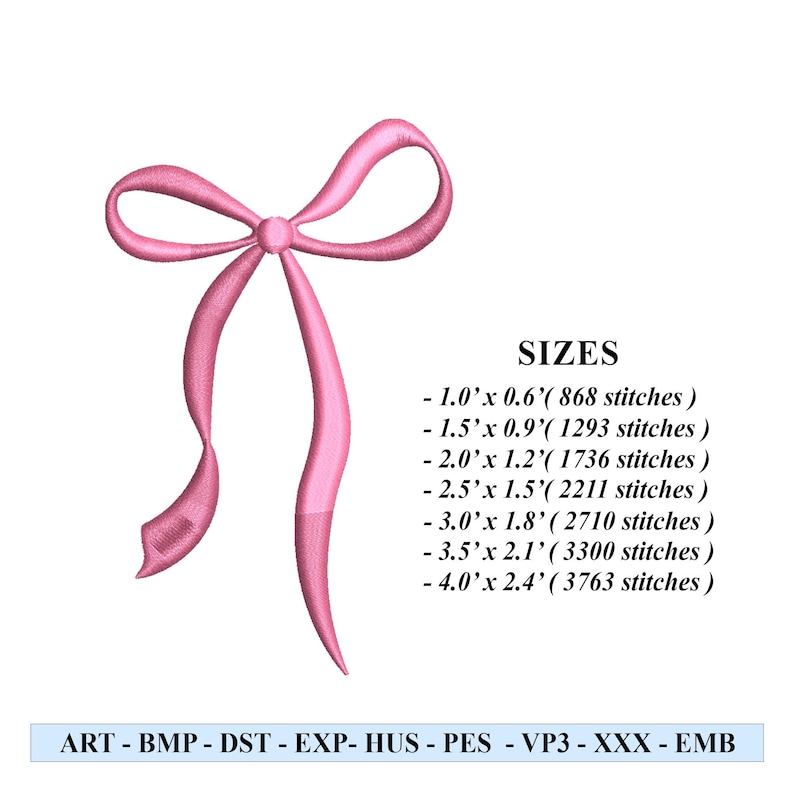 Mini Bow Embroidery Design, Satin Stitch, 7 Sizes (digital Download) - Etsy