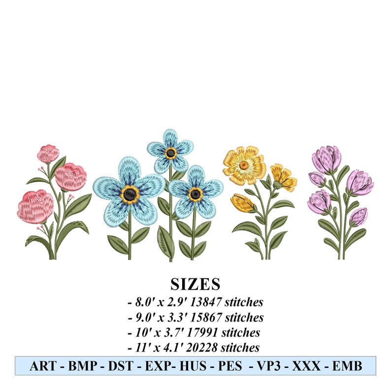Wildflowers Machine Embroidery Design for Shirt Bag Decoration Fall ...