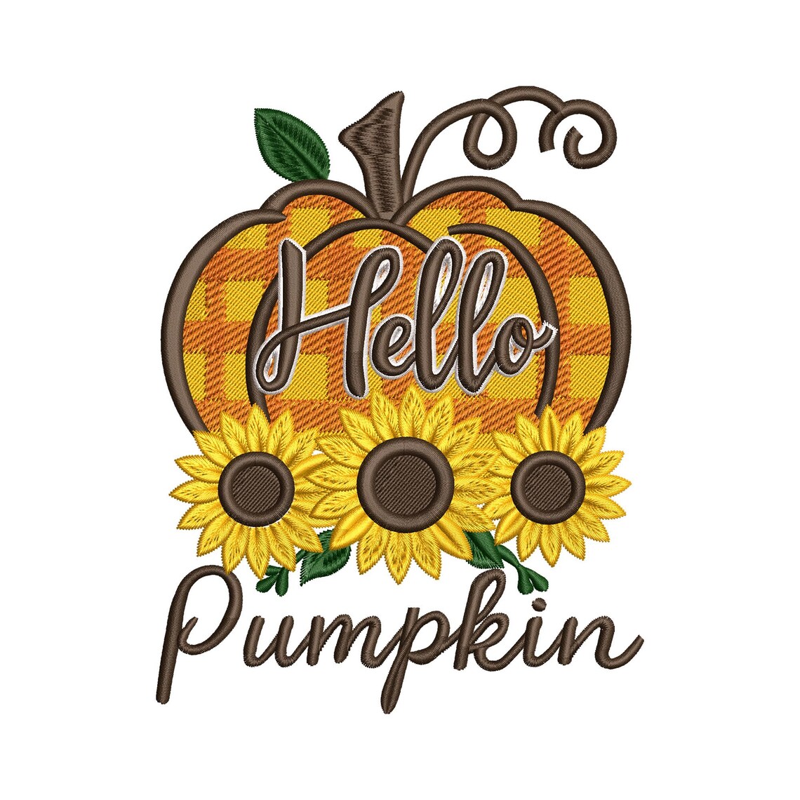 Hello Pumpkin Embroidery Design Fall Sunflower Pumpkin Machine ...