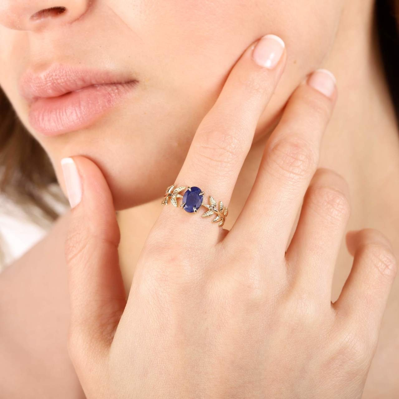 14k Gold Sapphire Ring Natural Sapphire Stone Ring Gold | Etsy