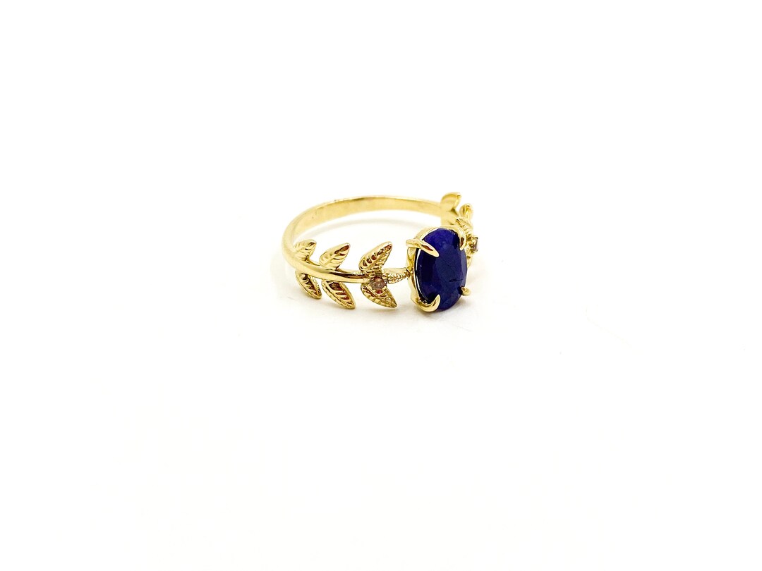 14k Gold Sapphire Ring Natural Sapphire Stone Ring Gold Ring Sapphire ...